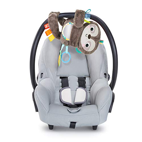 Bright Starts Slingin’ Sloth Travel Buddy Plush Stuffed Animal Take-Along Stroller or Carrier Toy, Ages 0 Month+