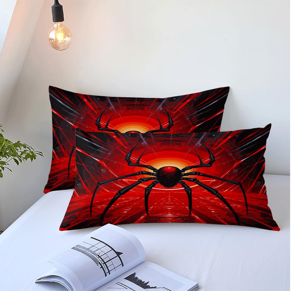 AUCOOMA Comforter Set Twin Size Cool Black Spider Comforter Set Girls Boys Kids Comforter Bedding Set (Twin Size)