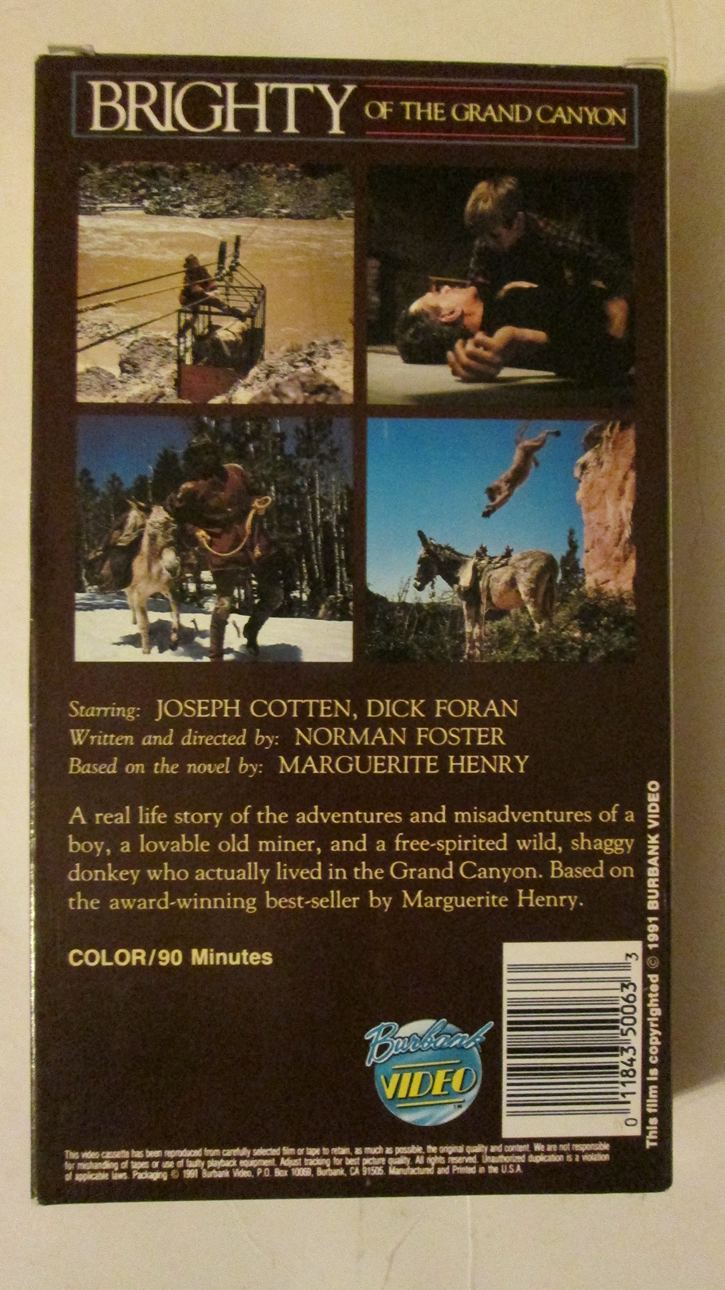 Brighty of the Grand Canyon (VHS Video) 1991 Burbank Video