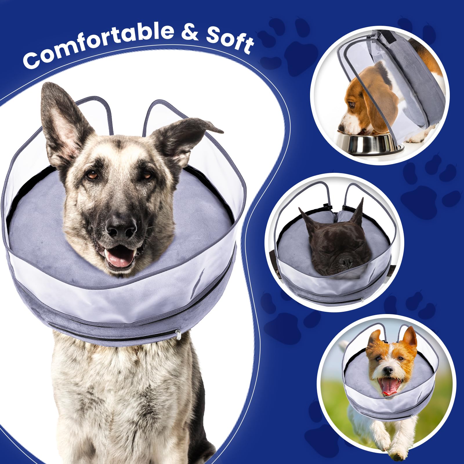BARKLESS Dog Cone Collar, Inflatable Dog Cone After Surgery for Large Dogs, Soft Dog Cone of Alternative with Enhanced Anti-Licking Guard Shield for Pets, Protective Dog Donut Collar