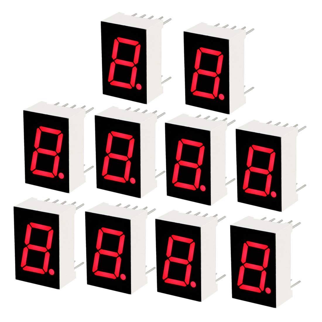 uxcell Common Anode 10 Pin 1 Bit 7 Segment Display 0.75 x 0.5 x 0.31 Inch 0.5" Red LED Display Digital Tube 10pcs