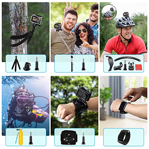 GAMSOD Action Camera Accessories Kit Compatible with Go Pro 11 10 9 8 7 6 5 4 Gopro Max Yi DJI Insta360 AKASO Campark XTU Camworld Sport Cameras (50 in 1)