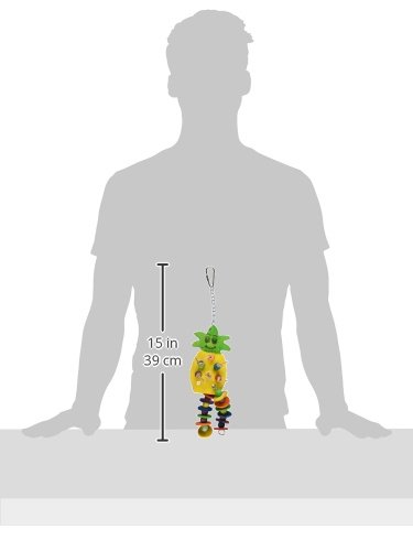 Featherland Paradise, Hanging Fruit-Shaped Bird Toy with Whiffle Balls and Wood Blocks, Pineapple