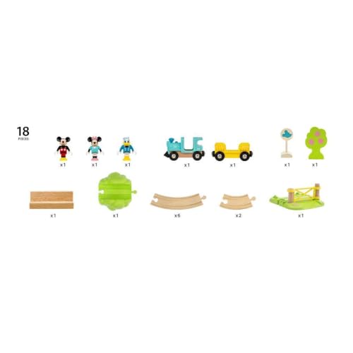 BRIO 32277 Mickey Mouse Train Set - Wooden Railway Adventure | FSC-Certified Wood | Magnetic Couplings | Skill Development Toy | Ideal Gift for Kids