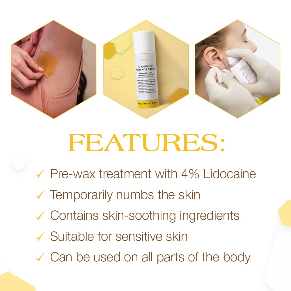 GiGi Anesthetic Numbing Spray for Sensitive Skin - Lidocaine-Based Gel, 1.5 oz
