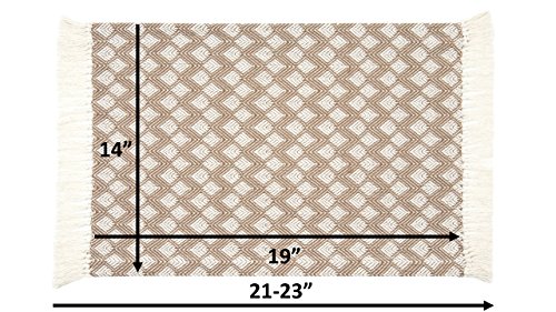 Placemats Set of 4, Woven Cloth Placemat Set, 14x19 in, Tan Boho Place Mats for Kitchen or Dining Table, Washable Cotton Table Mats