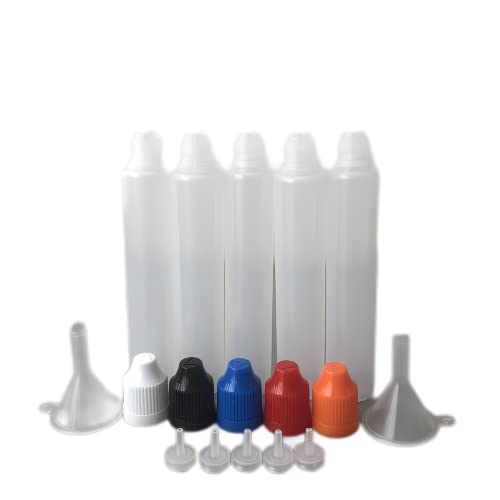 JOYWEE (15 Pack, Multi Color Caps) 30ml PE Pen Plastic Bottle with Childproof Cap for Vape Liquid, Light Oil, Paint, Eye Drops