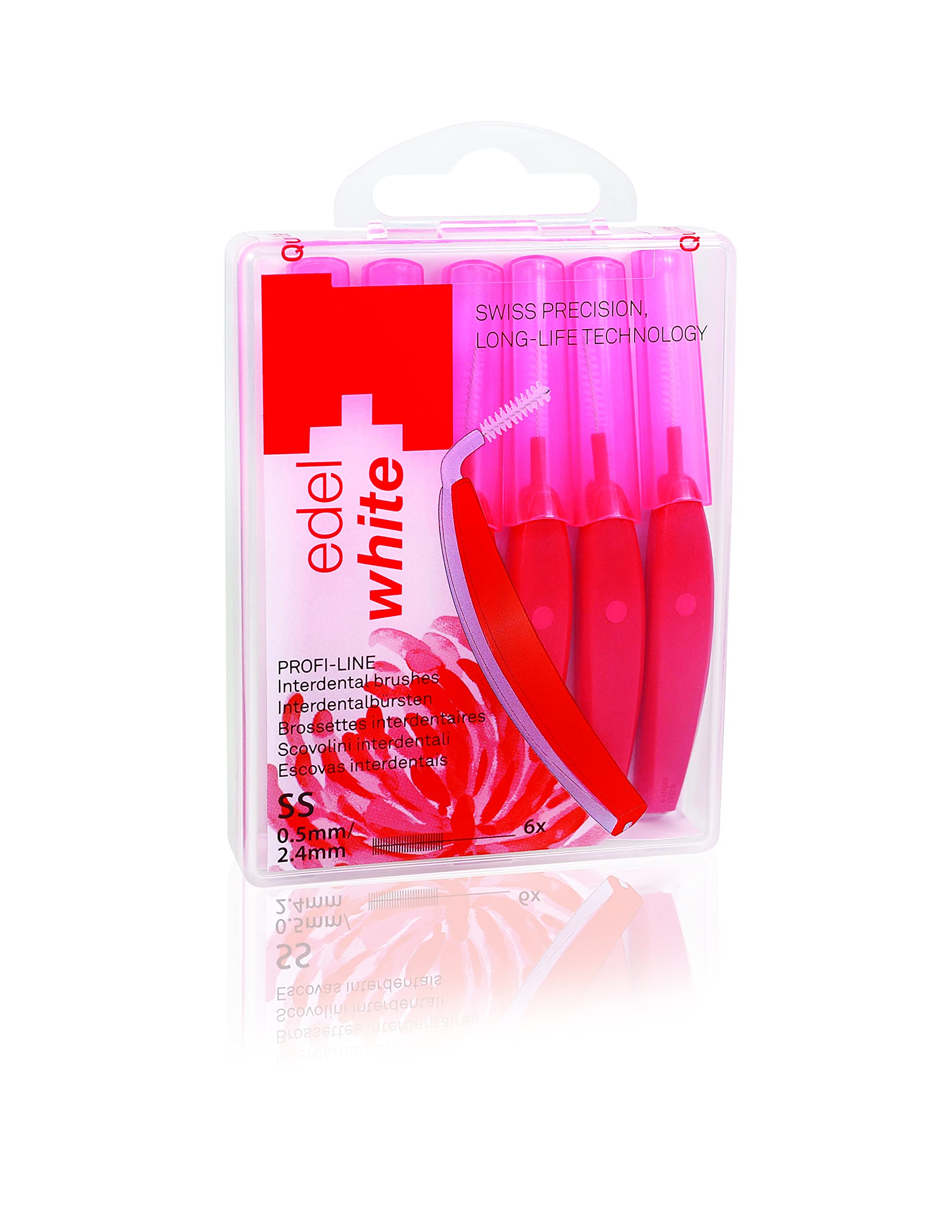 edel+white SS EasyFlex Profi-Line Interdental Brushes - Red Fine Size