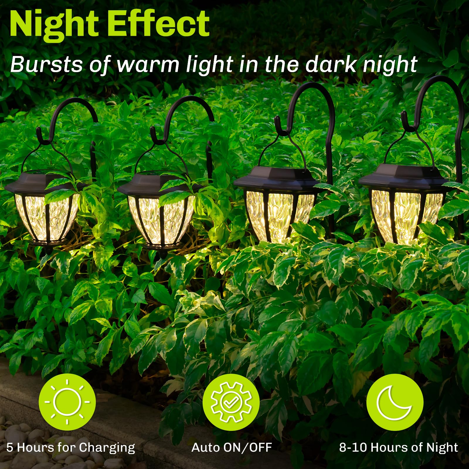 Eeauld Solar Pathway Lights, 2 Pack Shepherd Hook Lights Waterproof Hanging Solar Lights 34 Inch Outdoor Solar Lanterns 3000K Warm White