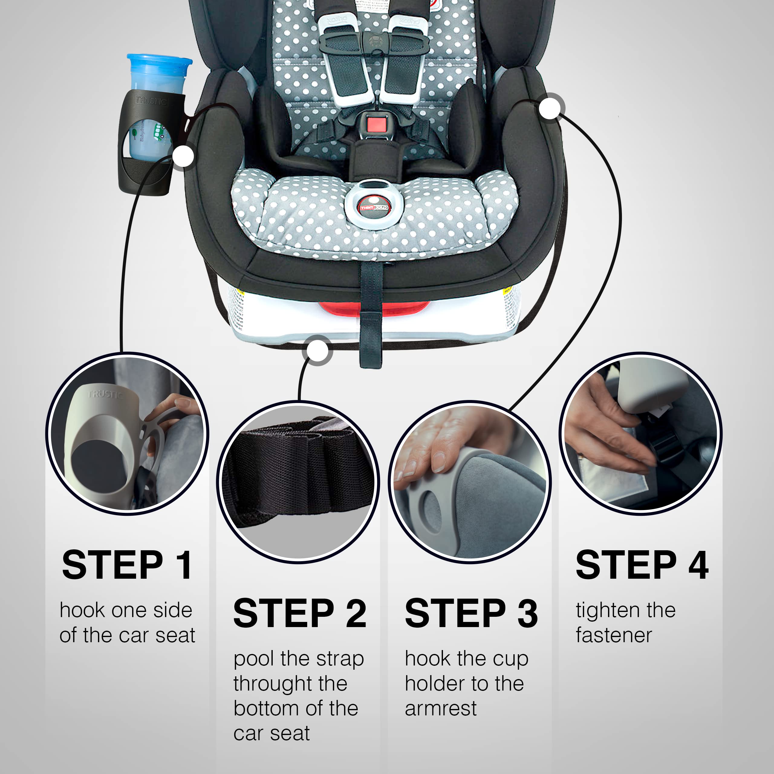 Trustic - Child Cup Holder for Convertible Car Seats - Compatible with Britax ClickTight Marathon, Boulevard, Advocate Car Seats – Black