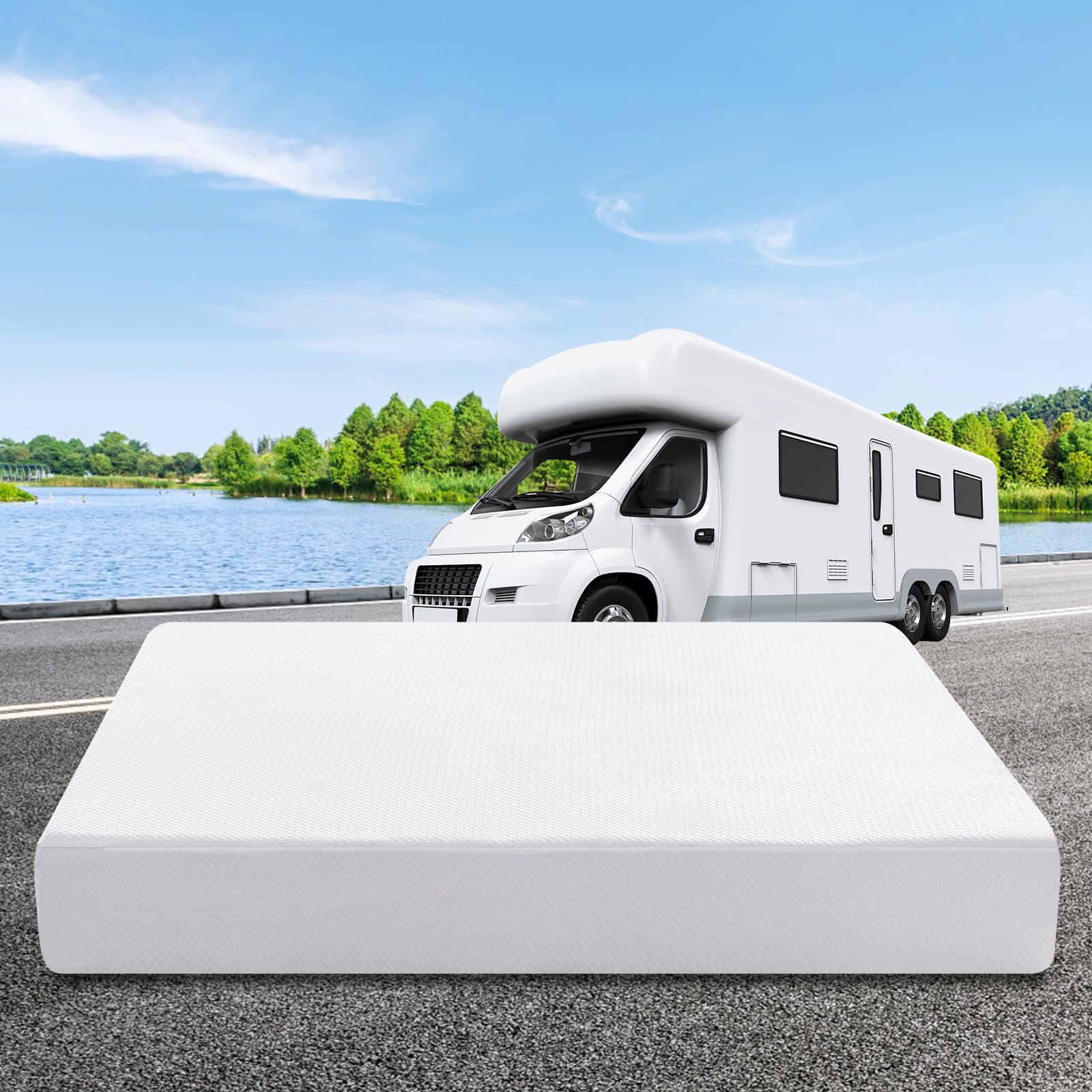 Opoiar 10 Inch RV Mattress Short Queen,Cooling Gel Memory Foam Mattress,Medium Firm Mattress in a Box,for RV/Camper/Trailer/Truck Mattress,Pressure Relief,Made in USA,CertiPUR-US Certified