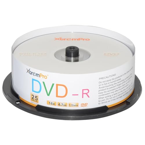 XtremPro DVD-R 16X 4.7GB 120Min DVD 25 Pack Blank Discs in Spindle - 11031