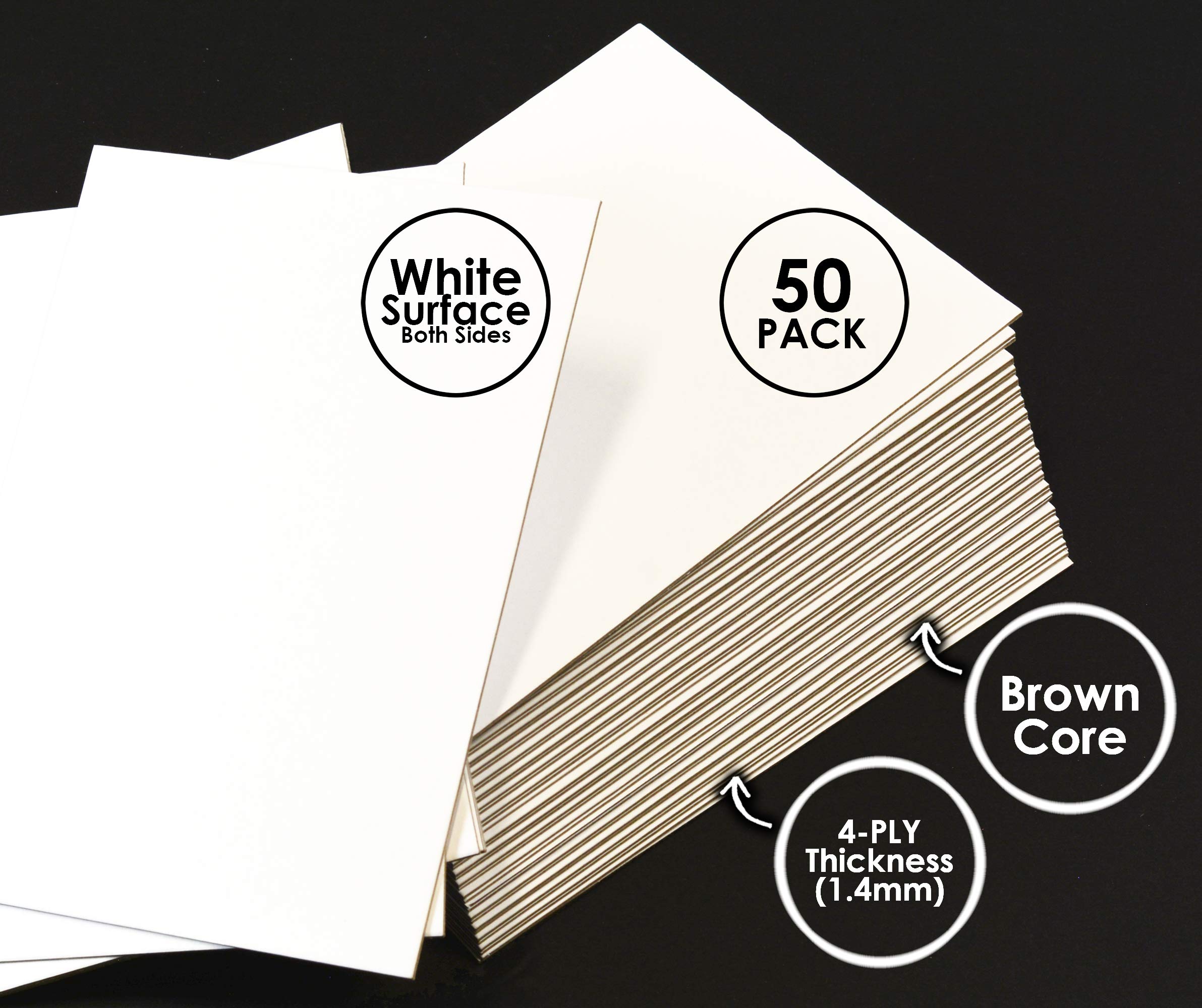 Golden State Art, 8.5x11 Picture Mat Matte Backerboards for Framing. Pack Contains 50 Backing Boards (White, 50 Pack)