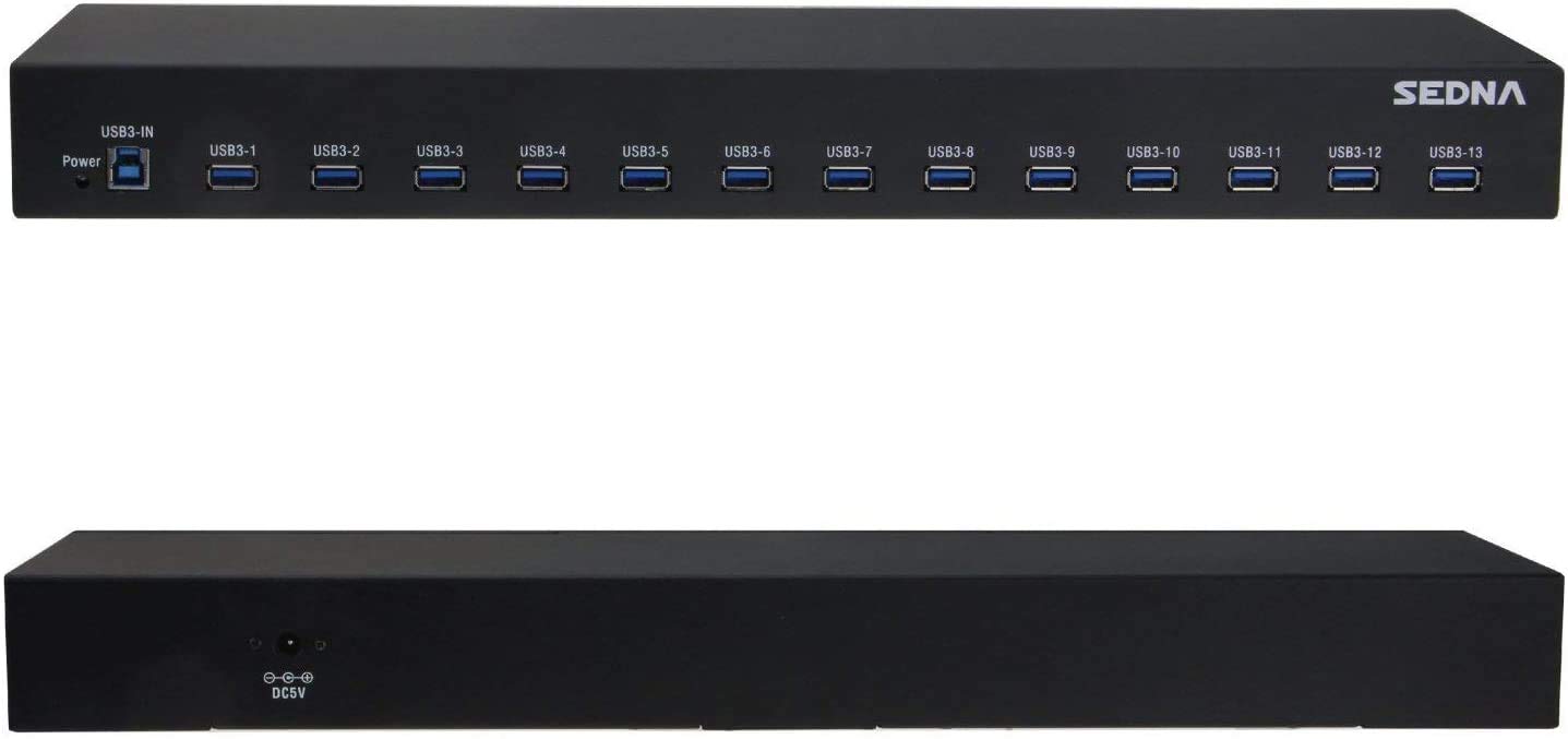 SEDNA 13 Port USB 3.1 Gen I Hub (5Gbps) - 19 Inch 1U Rack Mount