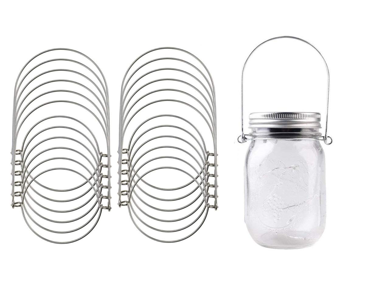 Chris.W 12 Pack Stainless Steel Wire Handles Handle-Ease Mason Jar Hanger, Canning Jars Hanger, Jar Hanging Hook for 70mm Regular Mouth