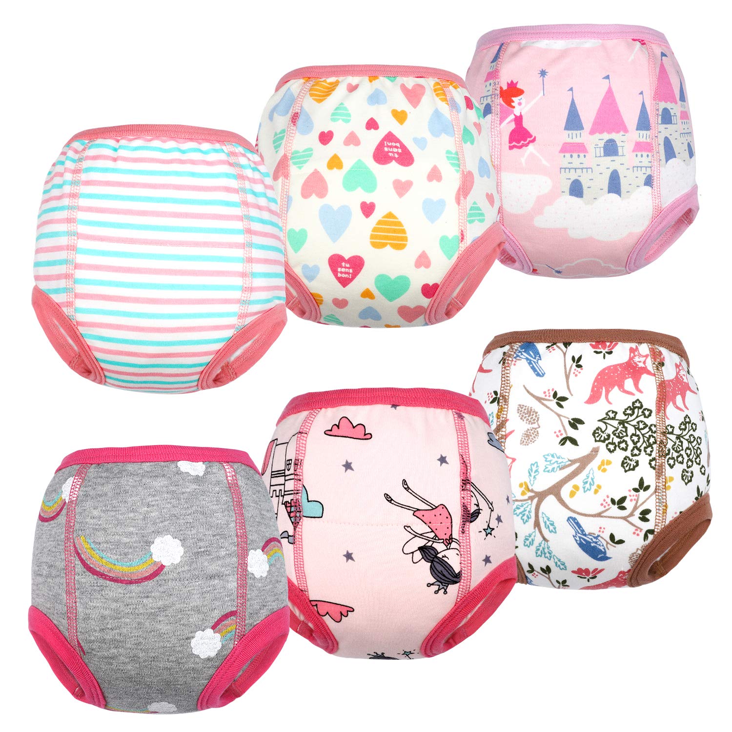 MooMoo Baby Cotton Training Pants Strong Absorbent Toddler Potty Training Underwear for Baby Girl 4T