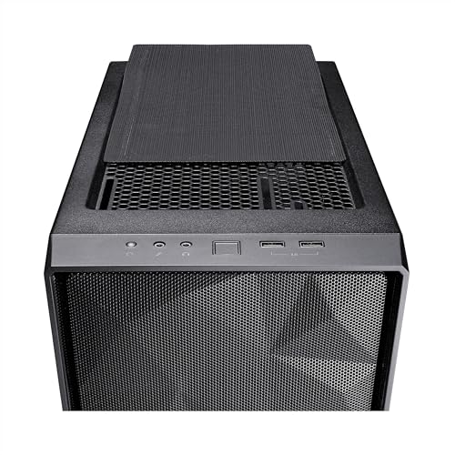 Fractal Design Meshify C - Compact Computer Case - High Performance Airflow/Cooling - 2X Fans Included - PSU Shroud - Modular Interior - Water-Cooling Ready - USB3.0 - Tempered Glass - Blackout