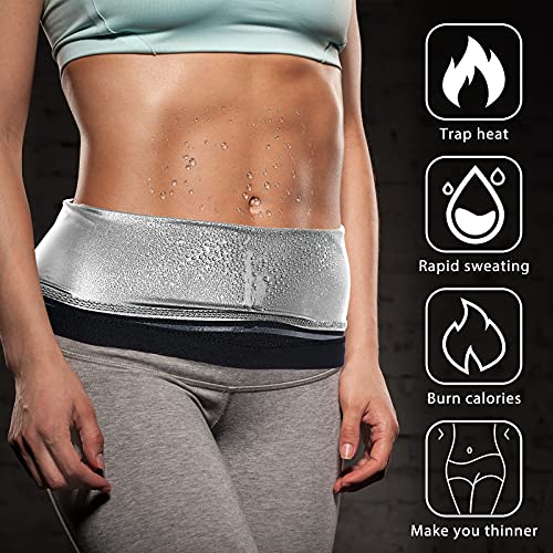 Geyoga Waist Trimmer Sweat Waist Trainer Wrap Stomach Wraps for Women Bodybuilding (Silver Inner,S)