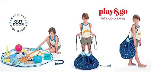 Play & Go Waterproof Drawstring Play Mat Storage Bag for Children - Kids Toy Storage Organizer - Drawstring Toy Bag - Large 55" Play Mat for Toddlers Toys and Bag for Storage - Surf