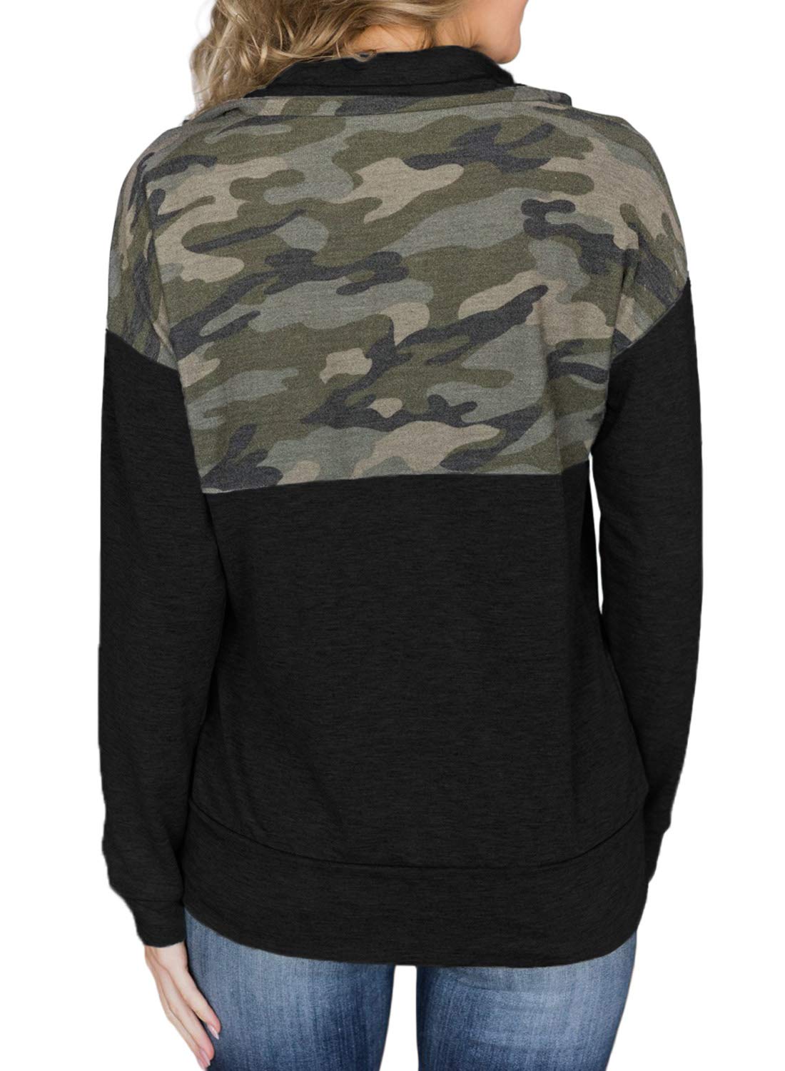 AlavQ Fall Long Sleeve Patchwork Floral Print Pullover Sweatshirt With Pockets For Women Tops Fahion 2022 Plus Size Clothing Black Medium