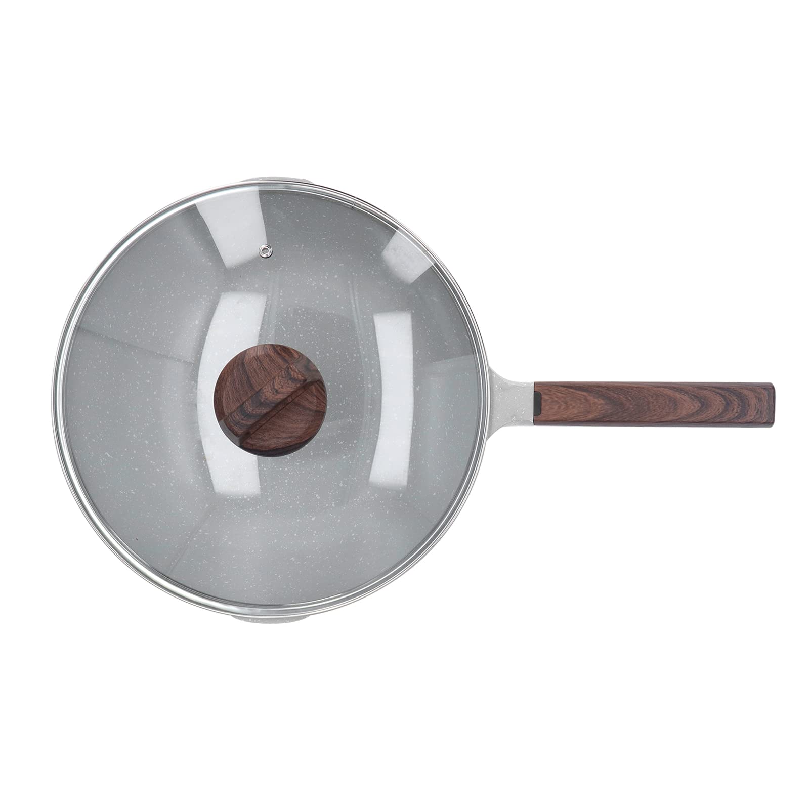 AURORAGRACE Large Capacity Black 30cm Frying Pan with Lid Home Restaurant Cookware Even Heat Distribution, AURORAGRACEtv8kp4mb9o