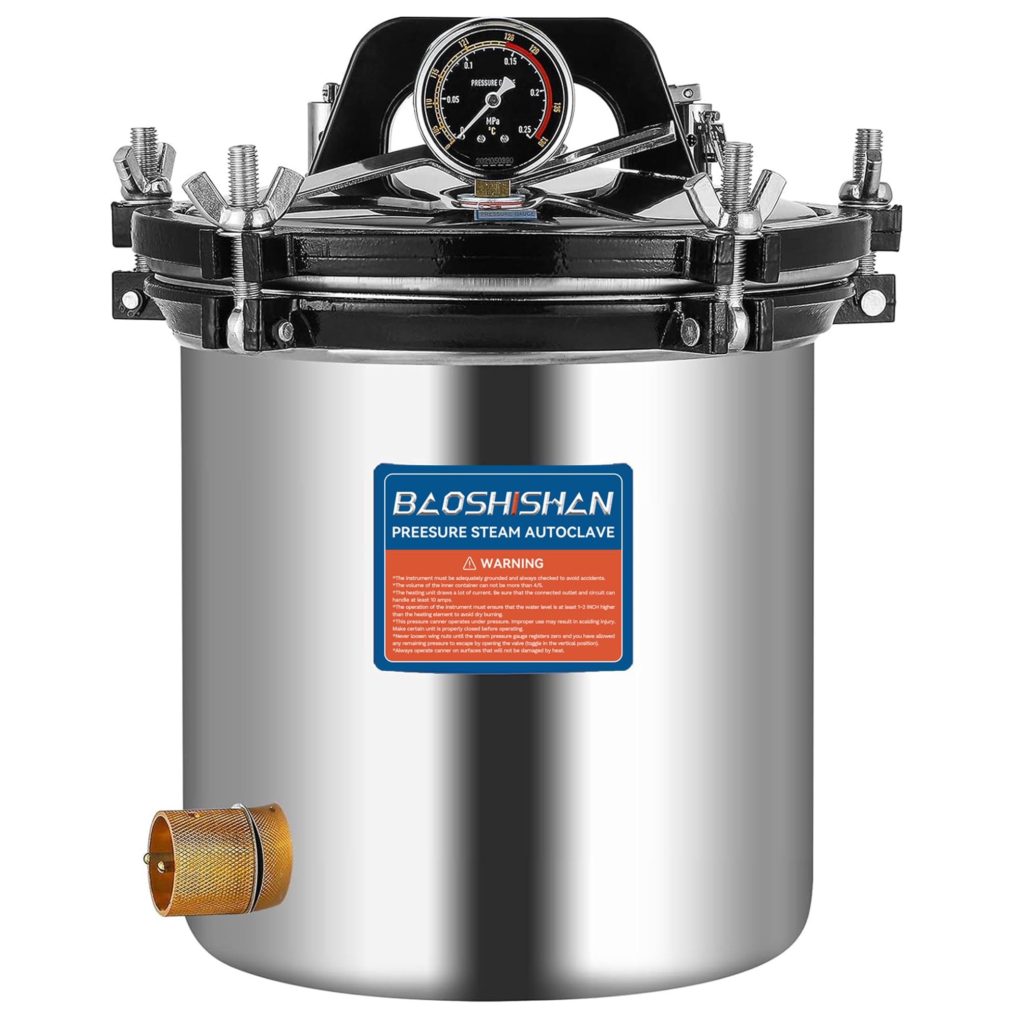 BAOSHISHAN 18L Electric Pressure Canner 19 QT Stainless Steel Portable Pressure Canner for Mushroom Growing, Jar Canning 1.2KW 110V