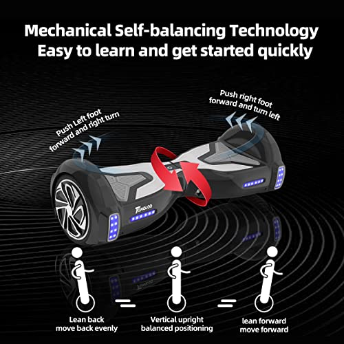 TOMOLOO Hoverboard, 6.5" Two-Wheel Self Balancing Scooters with LED Rhythm Lights and Bluetooth Speaker for Beginners(Children and Adults)