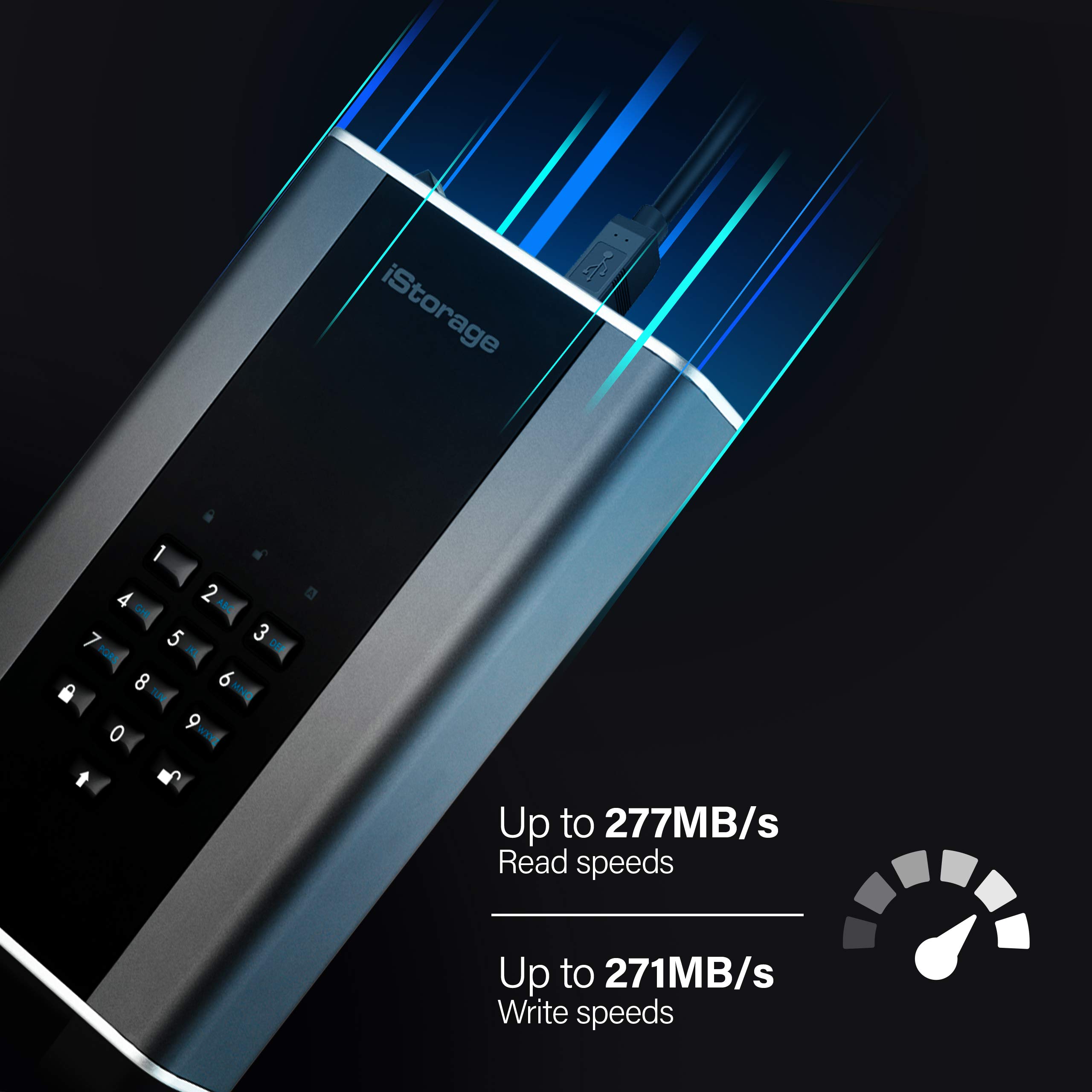 iStorage diskAshur DT2 1TB Secure encrypted portable desktop hard drive, FIPS Level 2 certified - Password protected, dust and water resistant, military grade hardware encryption IS-DT2-256-1000-C-G