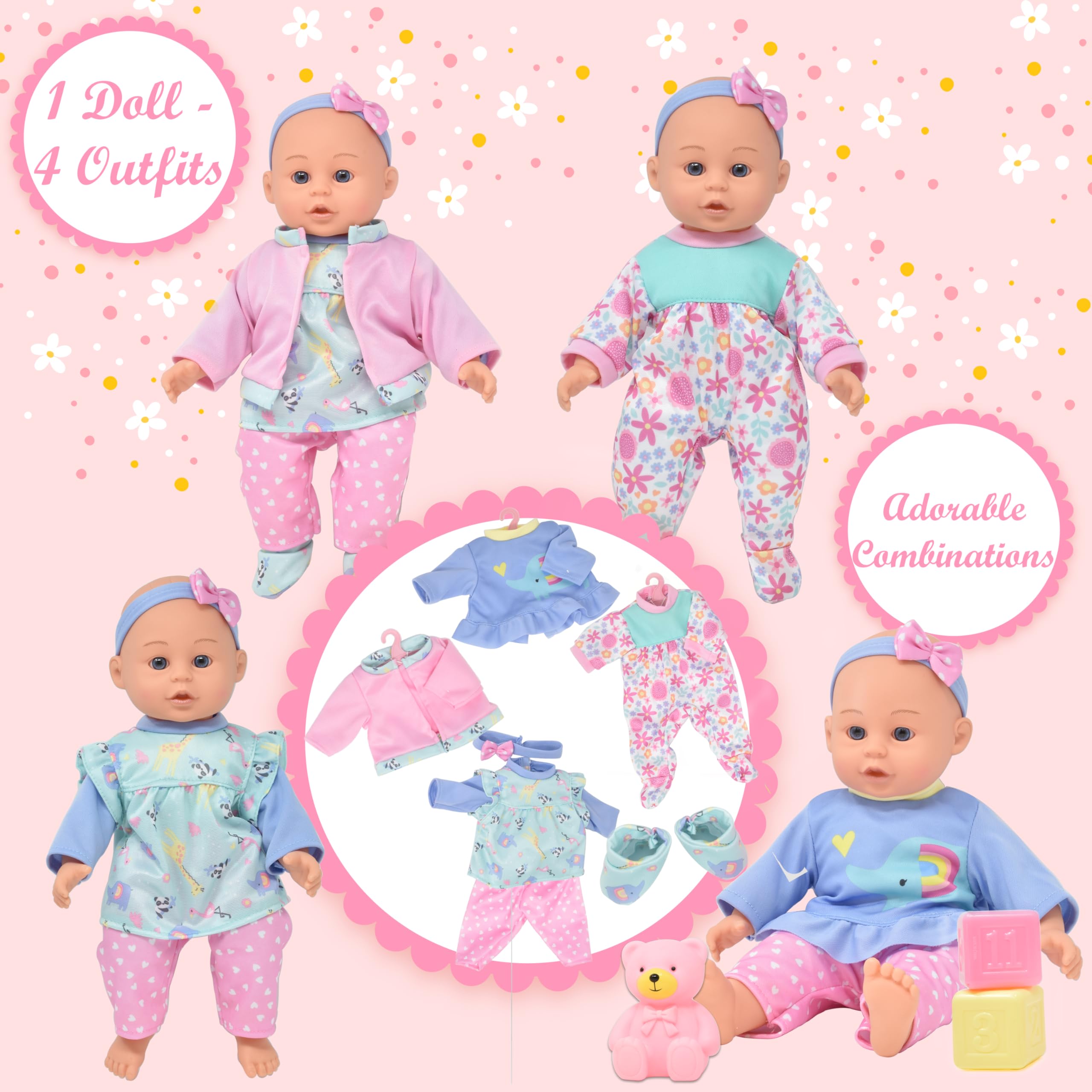 Dolls To Play Soft Body Baby Doll, 14 Inch Doll with Clothes Set and Accessories