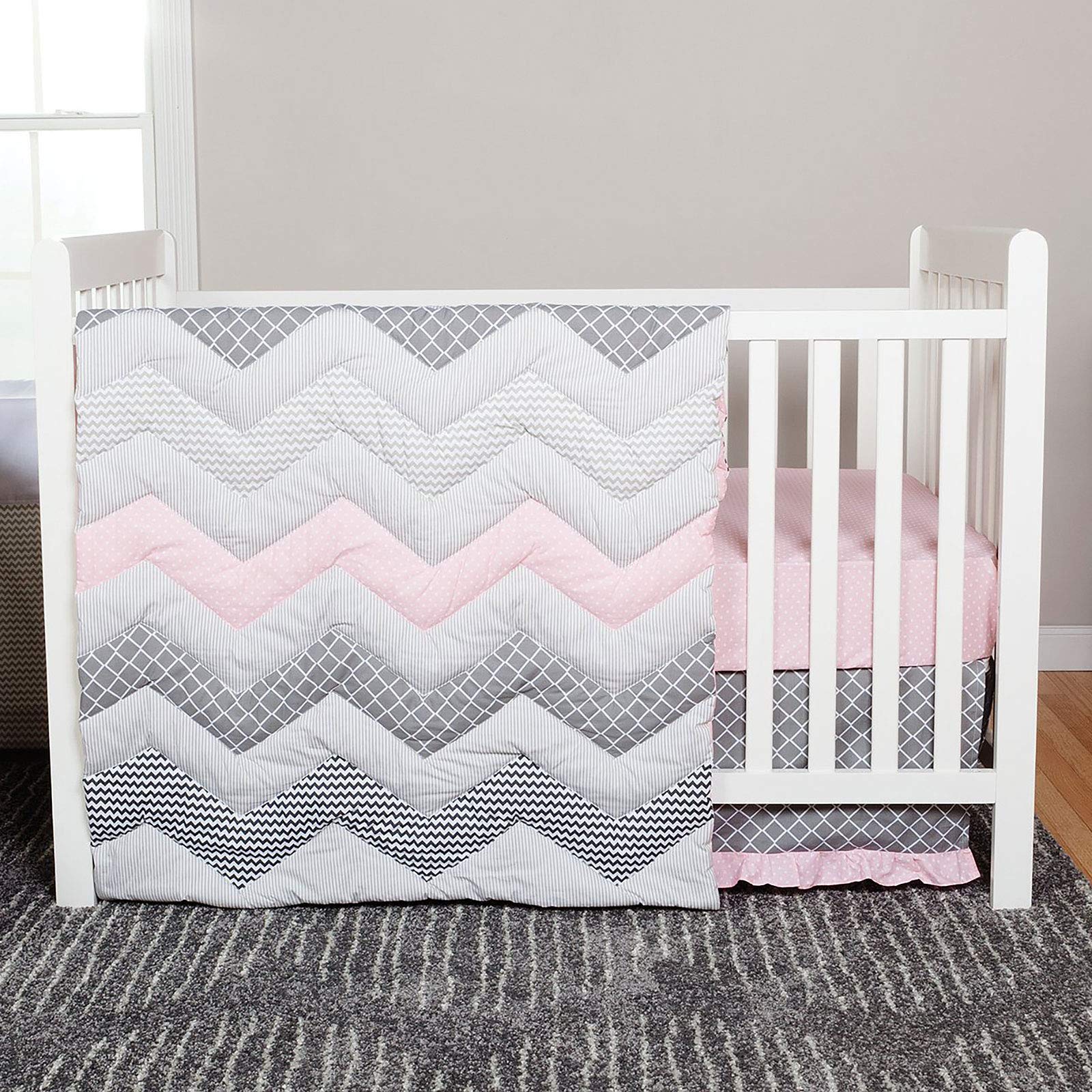 Trend Lab Cotton Candy 3 Piece Crib Bedding Set, Can Be Used As A Blanket Or A Playmat for Tummy Time, Includes Quilt, Fitted Crib Sheet and Skirt