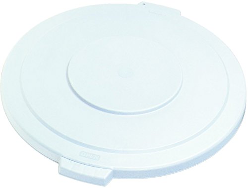 Carlisle FoodService Products 34105602 Bronco Polyethylene Round Lid, 26-1/2" Diameter x 2-1/4" Height, White, for 55 Gallon Trash Containers