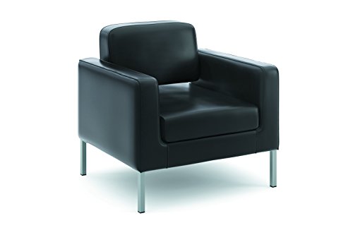 HON Corral Leather Club Chair, Guest Chair for Office Space, Black (HVL887)