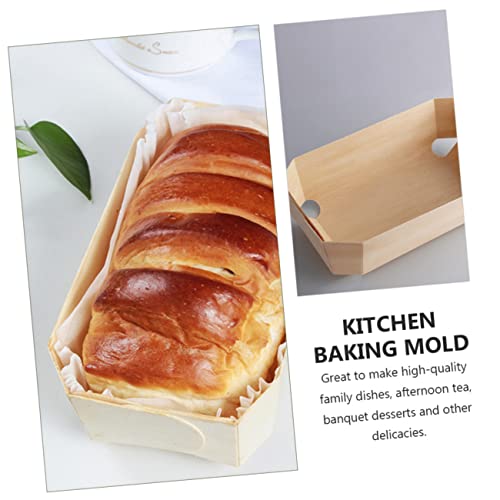 Cabilock 10pcs Wooden Toast Box Cake Mold Toaster Oven Pan Disposable Baking Pan Rectangular Bread Pan Food Storage Box Loaf Tin Cake Baking Pan Non-stick Toast Plates Cake Baking Tray Tray