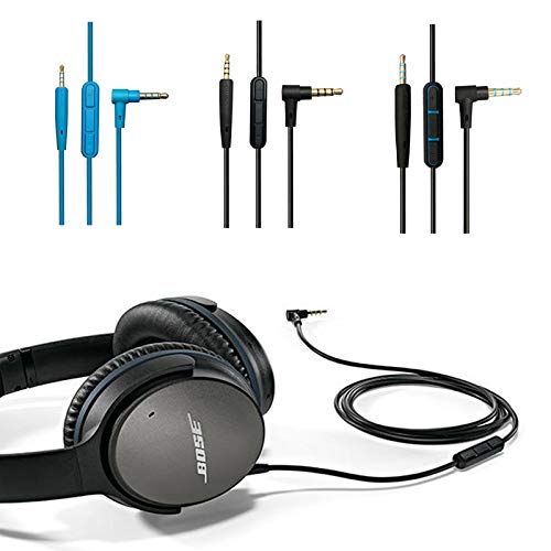 Earla Tec Replacement Audio Cable Cord Extension Wire for Bose QuietComfort QC25 QC35 Headphones with in line Mic Volume Control (Black)