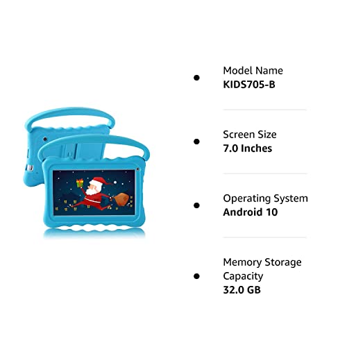 Kids Tablet 7 inch Toddler Tablet for Kids Edition Tablet with WiFi Dual Camera Childrenās Tablet for Toddlers 32GB Android 10 with Parental Control Shockproof Case Google Play YouTube Netflix (Blue)