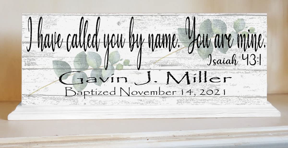 Baptsim Gift For Boys or Girls Personalized Christening Plaque Keepsake Present Bible Verse With Child's Name and Baptism Date (Called By Name)