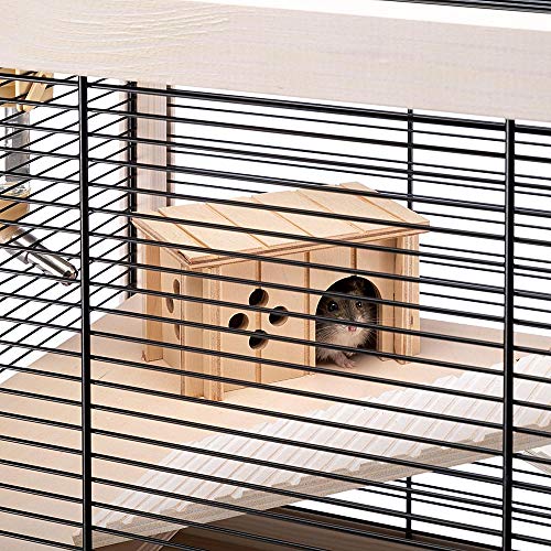 Ferplast HAMSTERVILLE Hamster Habitat Cage, Sturdy Wooden Structure, Black