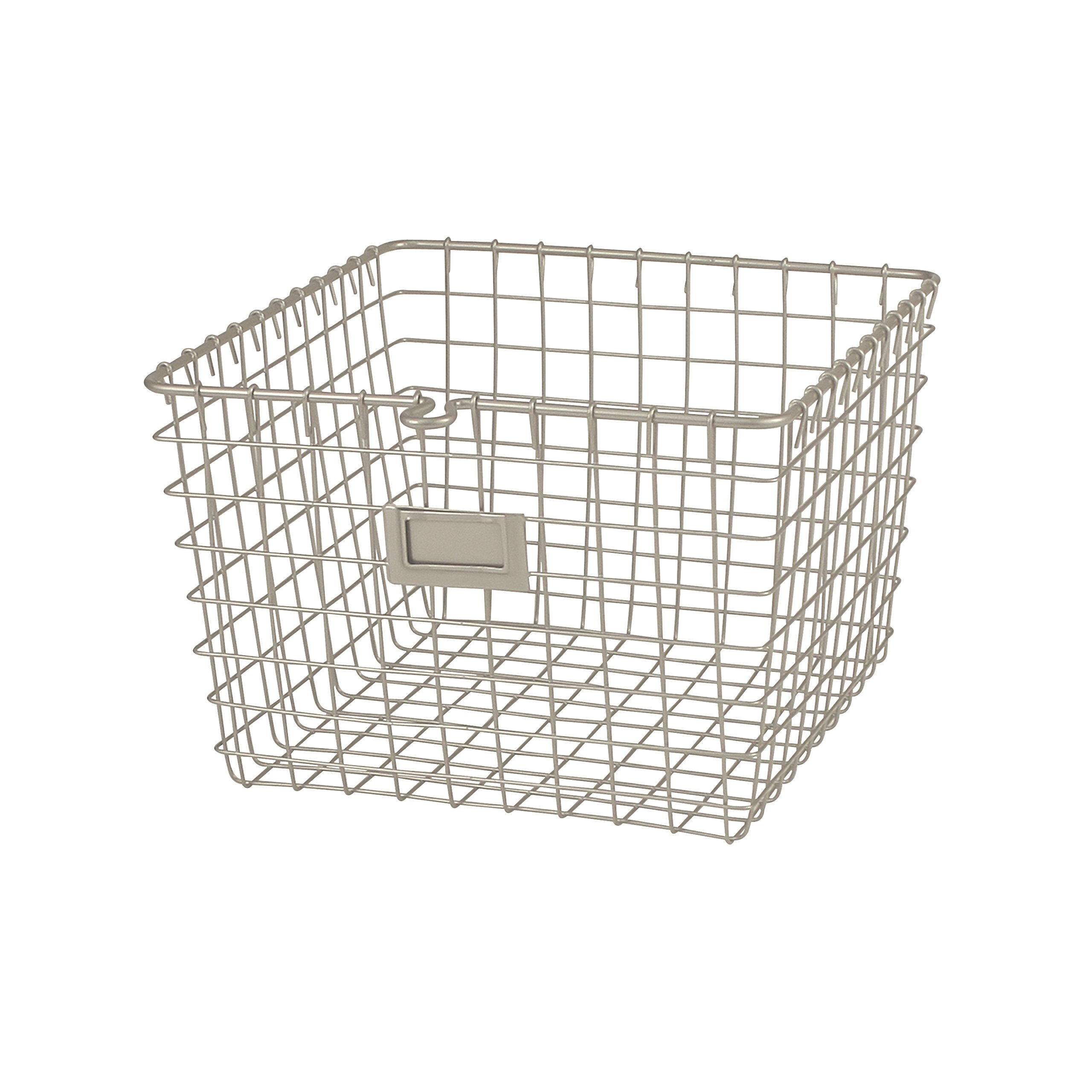 Spectrum Diversified Wire, Vintage Locker Basket Style, Rustic Farmhouse Chic Steel Storage for Closets, Pantry, Kitchen, Garage, Bathroom & More, Medium, Satin Nickel PC