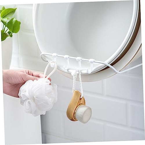 Cabilock 1pc Wall- Kitchen Wall-Mounted Basket Stand Washbasin Storage Organizer Simplicity Holder Rack for Hook Bathroom Hanging Pan with Dish Shelf Basin White Mounted Multifunctional