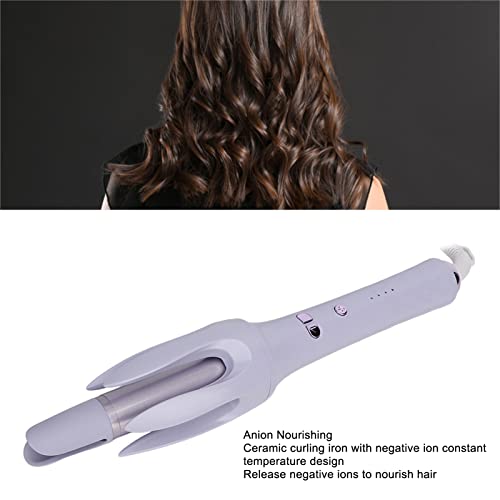 Automatic Ceramic Curling Iron Wand Prevent Scalding Negative Ion Automatic Curling Iron Hair Styling Fast Heating 100-240V for Home for Lady (US Plug)