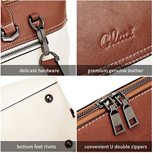 CLUCI Leather Briefcase for Women 15.6 Inch Laptop Business Vintage Slim Ladies Shoulder Bag