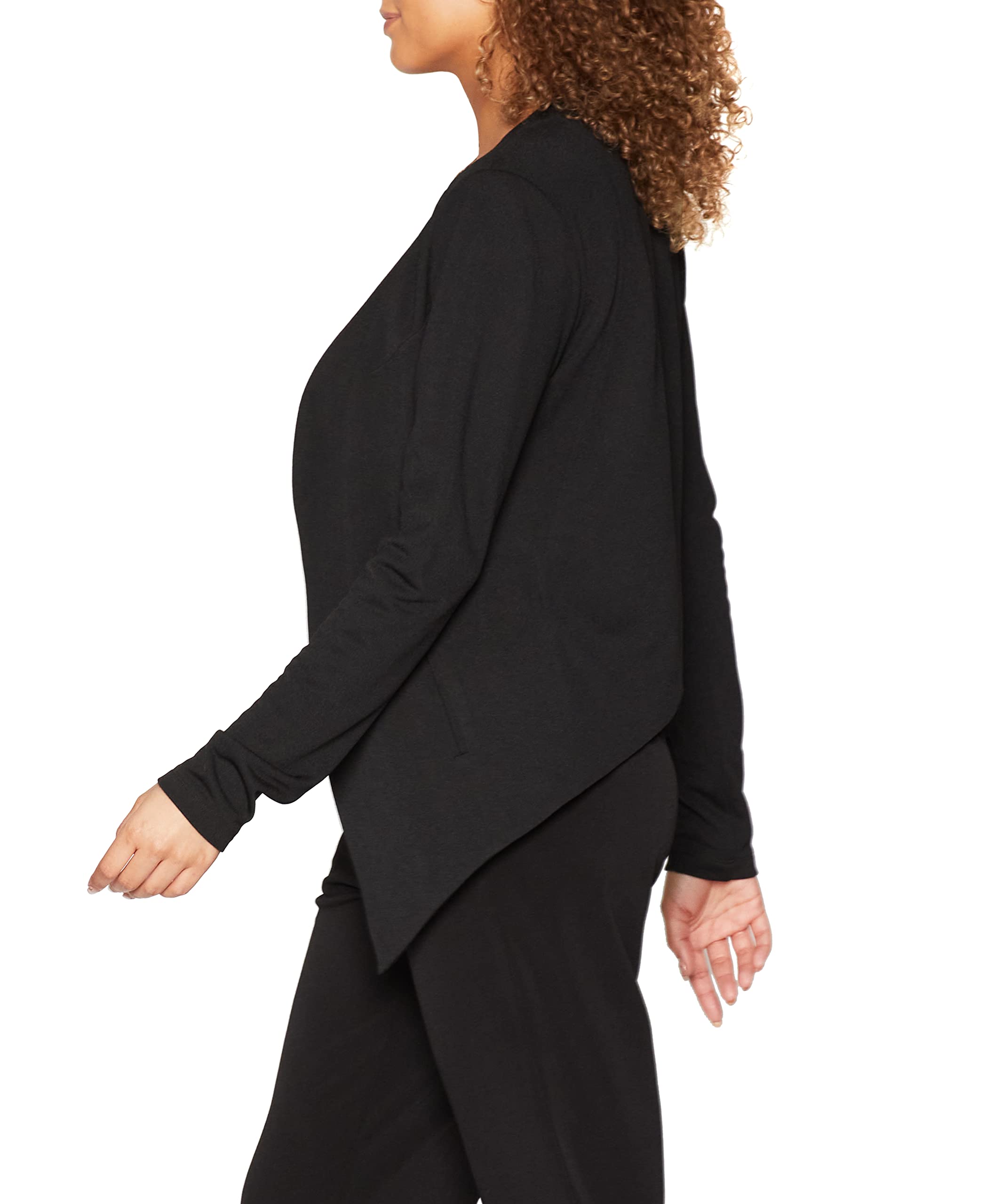 BCBGeneration Women's Relaxed Asymmetrical Open Front Tuxedo Blazer, Black, Small