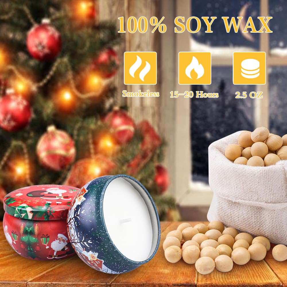 OFUN 8 Pack Christmas Scented Candles Gift Set, 2.5 oz Natural Soy Wax Xmas Aromatherapy Candle Set for Home Scented Decoration, Jar Candles Gifts for Christmas Presents