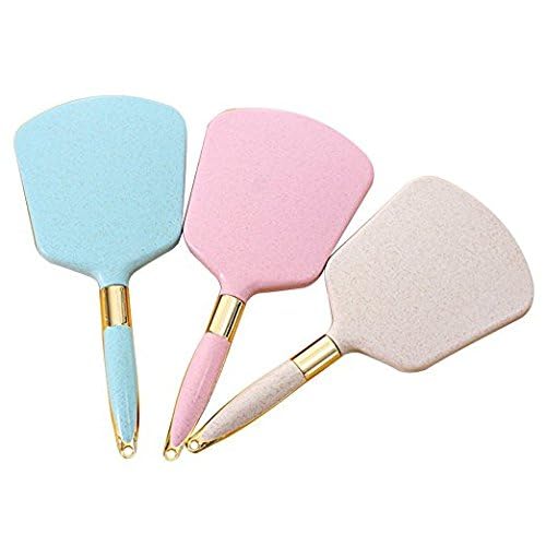XPXKJ Handheld Mirror with Handle, for Vanity Makeup Home Salon Travel Use (Pink, Square)