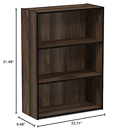 Furinno Pasir 3-Tier Open Shelf Bookcase, Columbia Walnut