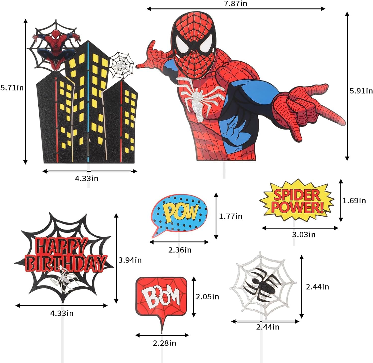 7 Pcs Red Spider Cake Topper Cupcake Toppers Cake Decorations Birthday Party Supplies Toppers for Children