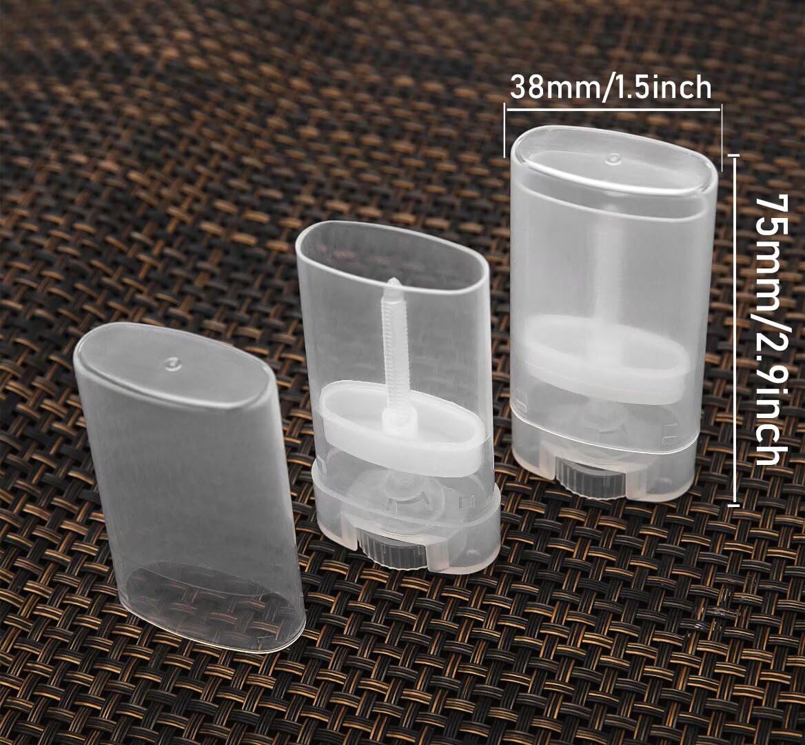 Xiboya textile Empty Oval Deodorant Lip Lipstick Balm Tubes Containers Plastic 20PCS 15ML Transparent (15ml, Transparent)