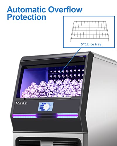 GSEICE Commercial Ice Maker Machine, 150LBS/24H with 45 Pounds Storage Bin - 4.3 inch Touch Screen, Food-Grade Materials, 304 Stainless Steel Ice Making Machine Perfect for Home and Business