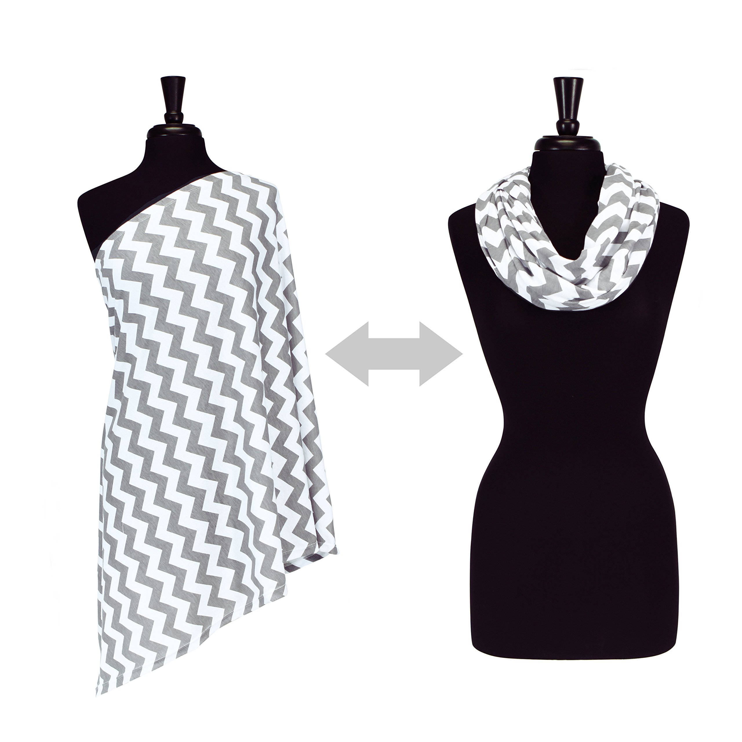 Itzy Ritzy Breastfeeding Cover and Infinity Nursing Scarf β Nursing Cover Can Be Worn as a Scarf and Provides Full Coverage While Nursing Baby, Gray Chevron