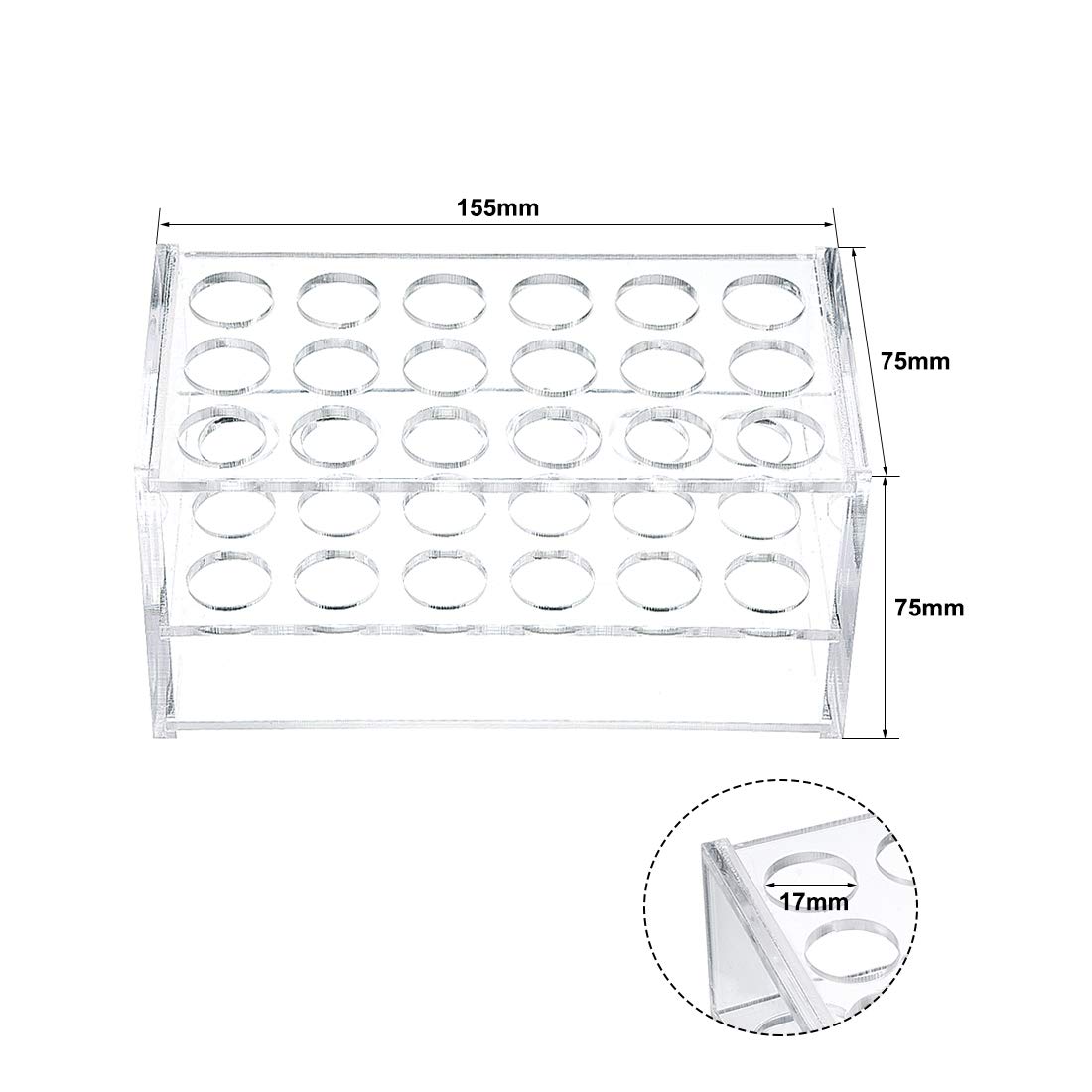 uxcell Test Tube Rack Holder Lab Stand Acrylic 18-Well 17mm Diameter Clear for 10ml,15ml Tube